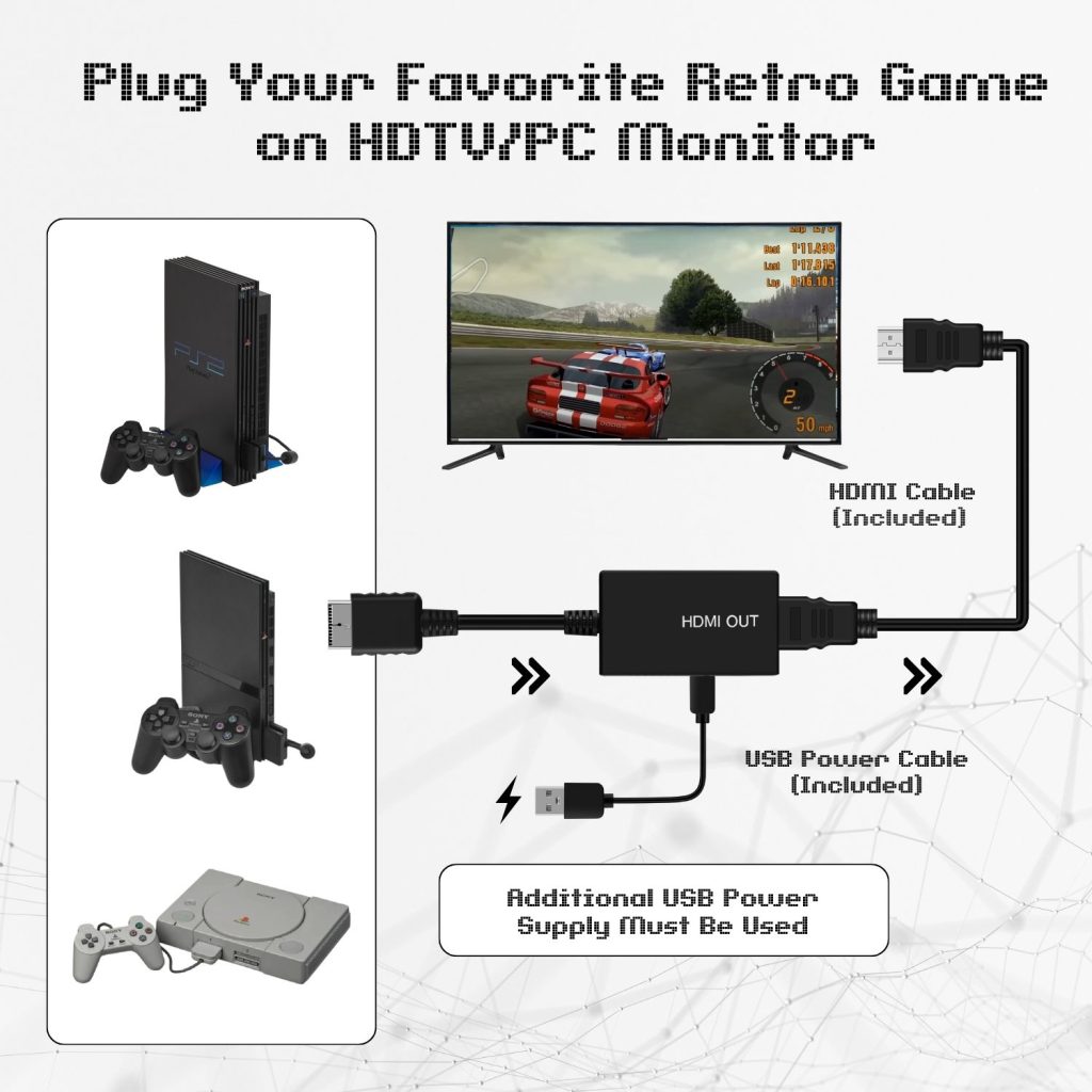 TNP PS2 HDMI Converter – AV HDMI Adapter Cable for PlayStation 2 / 3 Console HD Upscaler – TNP ...